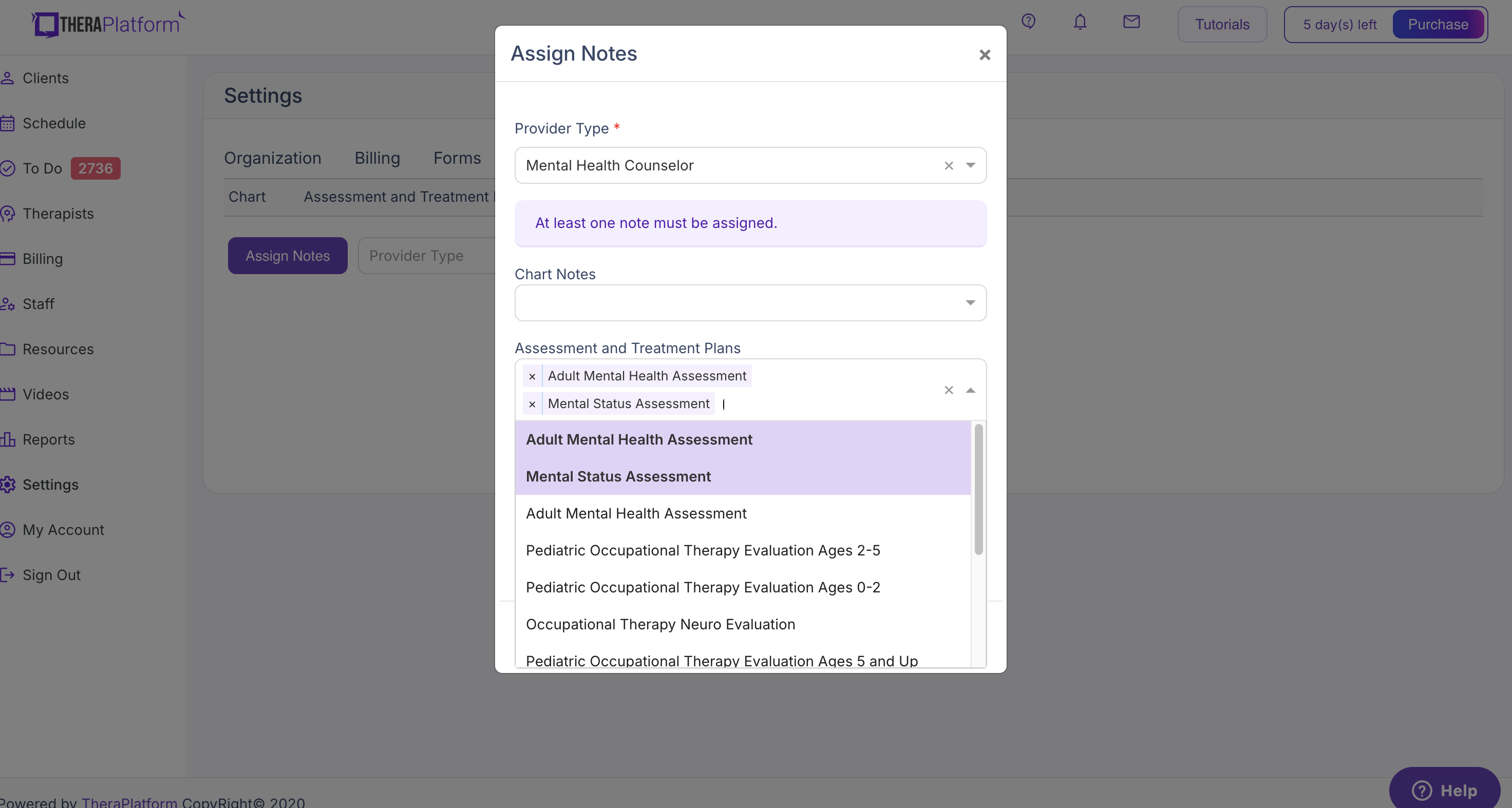 How to Assign Note Templates to Provider Types – TheraPlatform